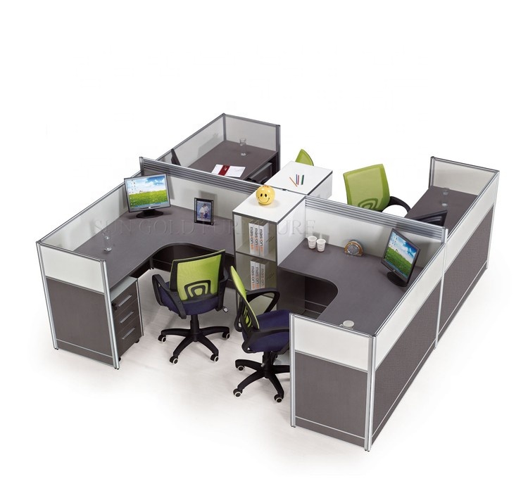 Latest style modular 4 person office cubicle office workstation cubicle